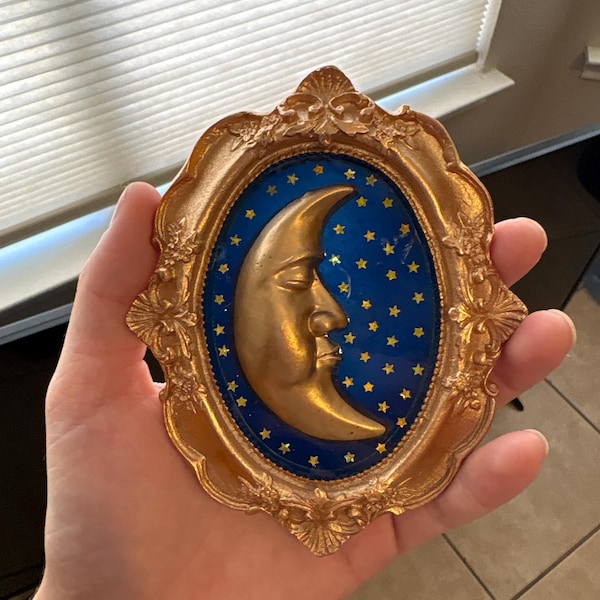 Man in the Moon Miniature Gold Ornate Frame, 90s Celestial Decor ...