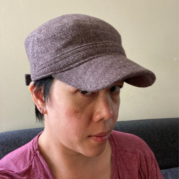 Brown Winter Cadet Cap, Wool Army Style Hat, Brown Military Cap, Camper ...