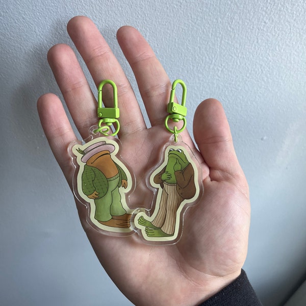 Frog and Toad Matching Keychains Acrylic Charms | Cute Novelty Gift Silly Goofy Funny ...