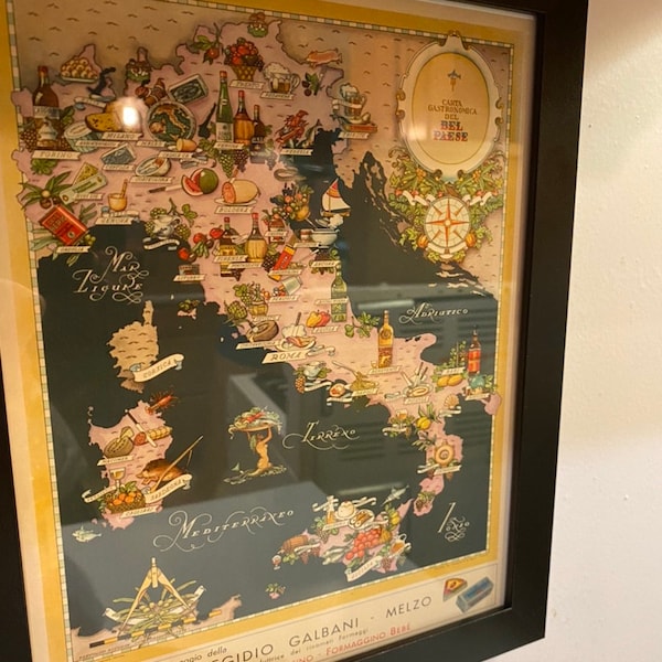 Italy Cheese Map Art Print: Retro Italian Food Poster - Etsy