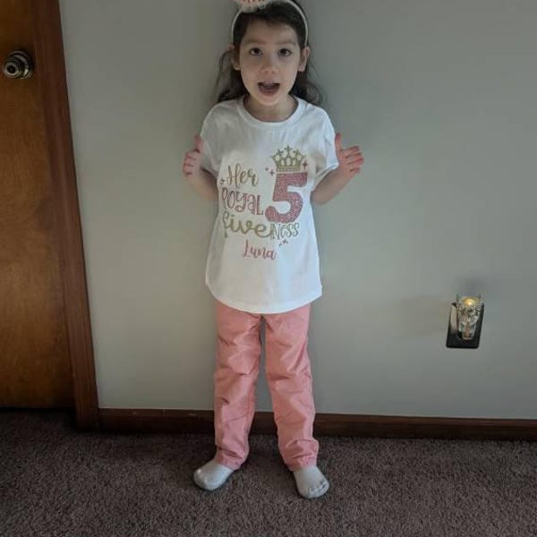 Her Royal Fiveness Fifth Birthday Shirt for Girl, Glitter Princess 5th ...