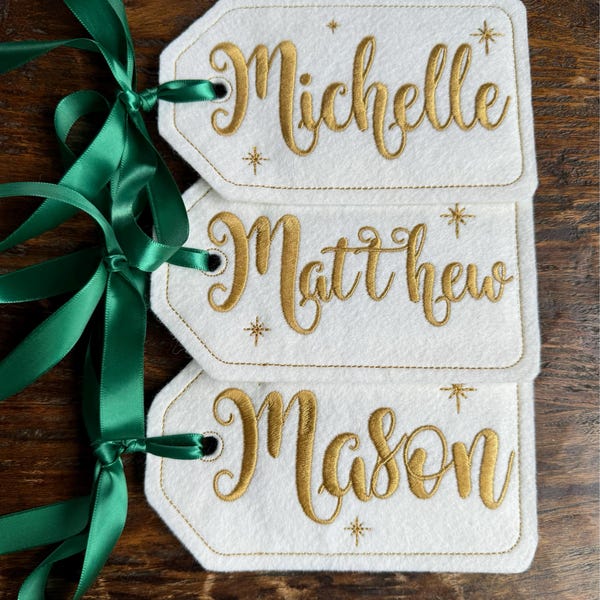 6 Inch Embroidered Stocking Gift Tag - Etsy