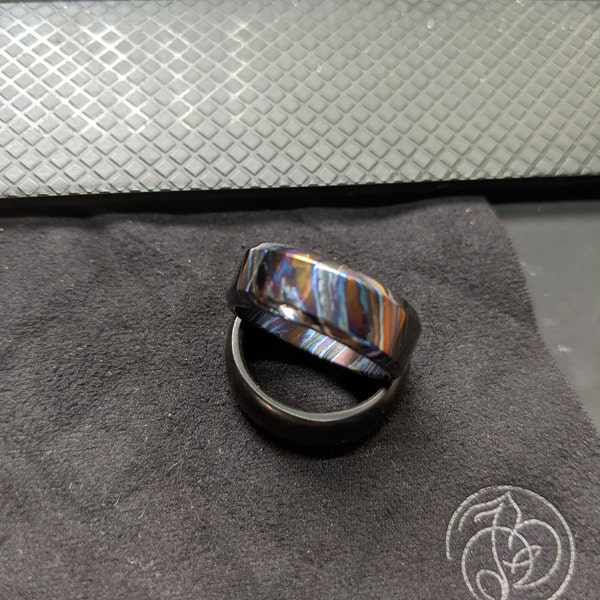LIMITED Edition***rolled Edge 8mm Black Timascus Zrti Ring 3mm-9mm Wide ...