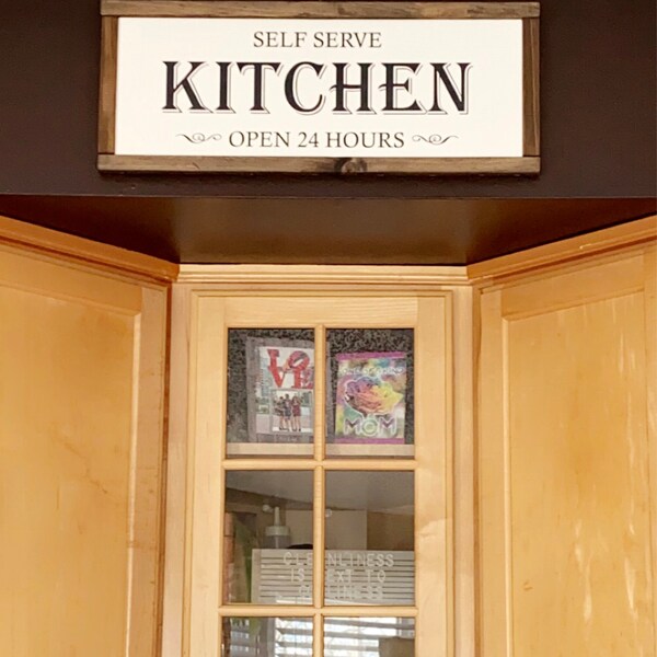Self Serve Kitchen "open 24 Hours" Rustic Wood Framed Sign / Farmhouse ...