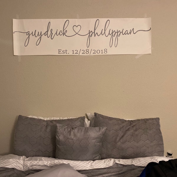 Couples Wall Decal, Name Heart Name Sign, Couples Name Sign, Couples ...