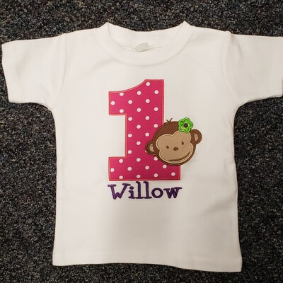 Girls Monkey Birthday Shirt - Etsy