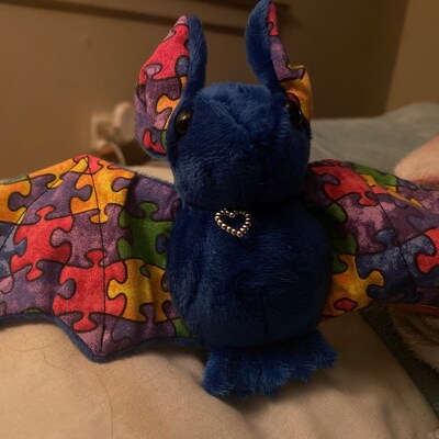Blue Puzzle Bat Plush, Stuffed Animal, Softie - Etsy
