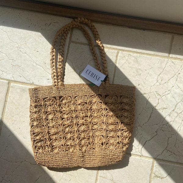 PDF PATTERN Crochet Raffia Bag Straw Basket French Bag Bucket Bag Easy ...