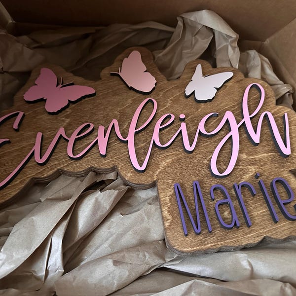 Butterfly Name Sign, Nursery Name Sign, Butterfly Nursery Decor, Name ...