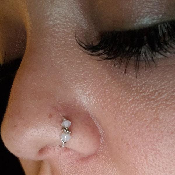 Swarovski Crystal Nose Ring, 22g Nose Piercing, Sterling Silver Nose ...