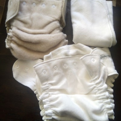 6psc Hemp-organic Cotton Cloth Diapers Set/pack for Baby Merino Wool ...