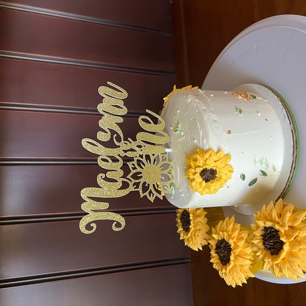 Custom Sunflower One Cake Topper, Sunflower Themed 1st Birthday Cake ...