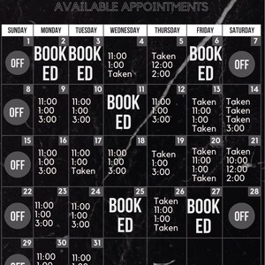 Instagram Story Appointments Calendar, Nail Tech Appointments Available ...