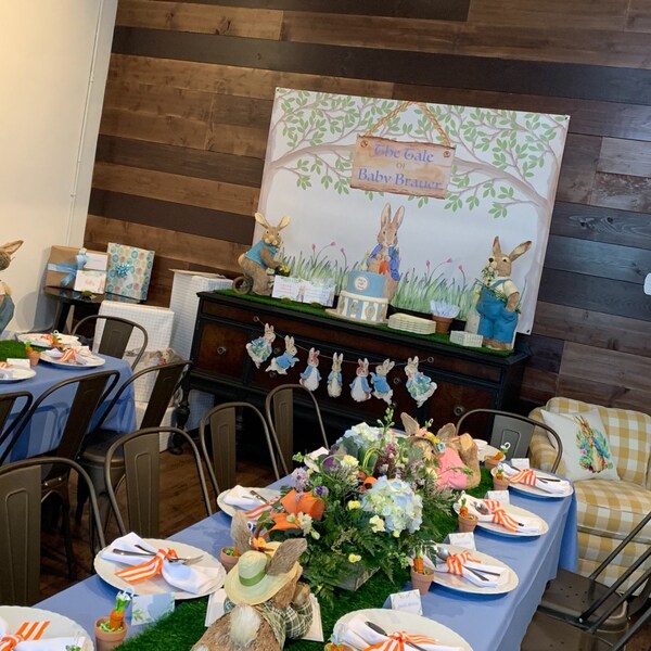 Peter Rabbit Backdrop, Bunny Birthday Backdrop, First Birthday, Baby ...