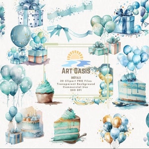 Watercolor Birthday Party Borders and Frames Clipart Bundle of 20 ...
