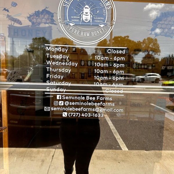 Store Hours Decal - Business Logo Window Sticker - Custom Hours of ...