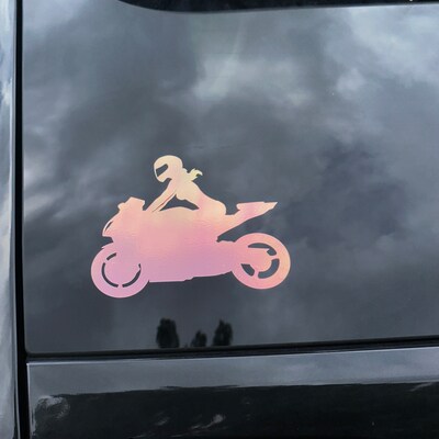 Lady Biker Riding Vinyl Decal - Etsy