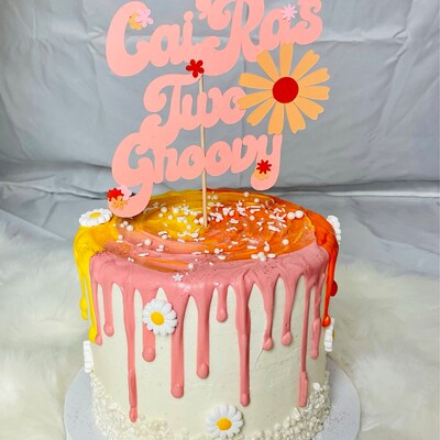 Two Groovy Cake Topper, Groovy Cake Topper, Second Birthday Cake Topper ...