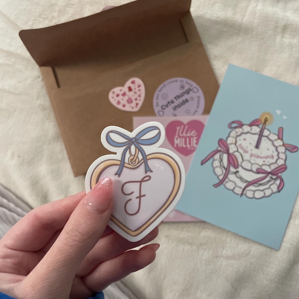 Custom Initial Heart Locket Waterproof Sticker-unique Gift ...