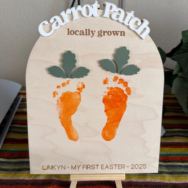 Easter Footprint Board, Easter Gift for Kids Footprint Sign, My First ...
