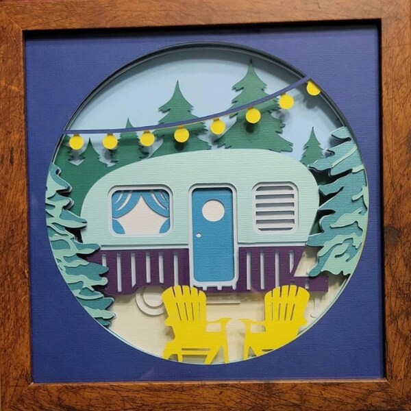 Camper Decorations 3D Shadow Box Camper Layered Craft 3D SVG Glamping ...