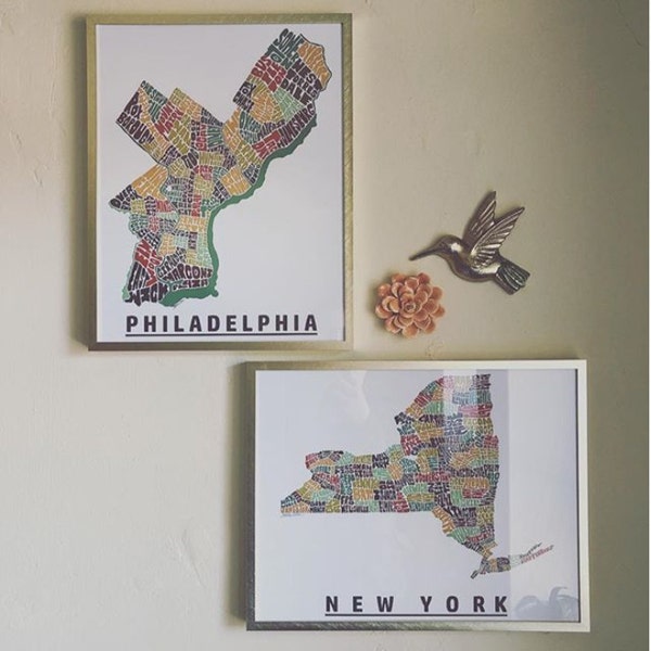 New York Map Art, New York Art Print, Signed Print of My Original Hand ...
