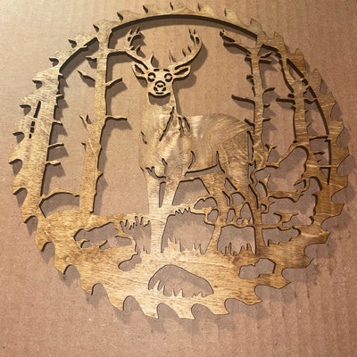 Wooden Deer Cut, Laser Cut Buck, Buck Deer Wall Hanging, Birch Wood ...