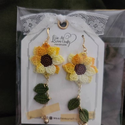Strawberry Flower Crochet Stud Earrings/microcrochet/14k Gold Jewelry ...