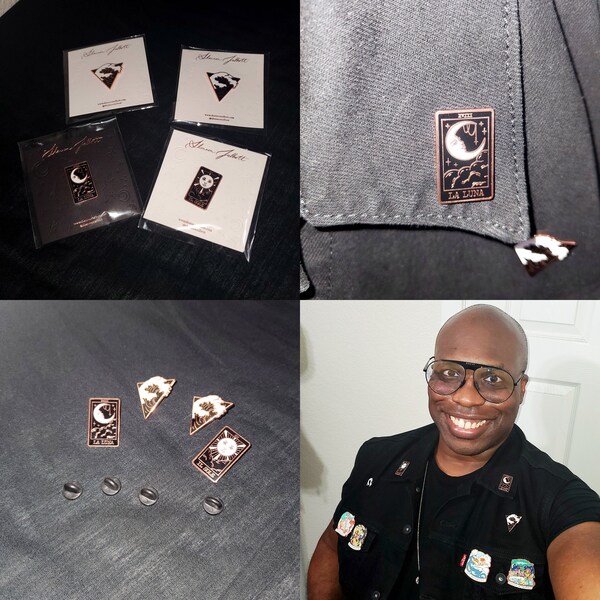 La Luna Enamel Pin, Tarot Card Enamel Pin, the Moon Pin, Celestial Pin ...