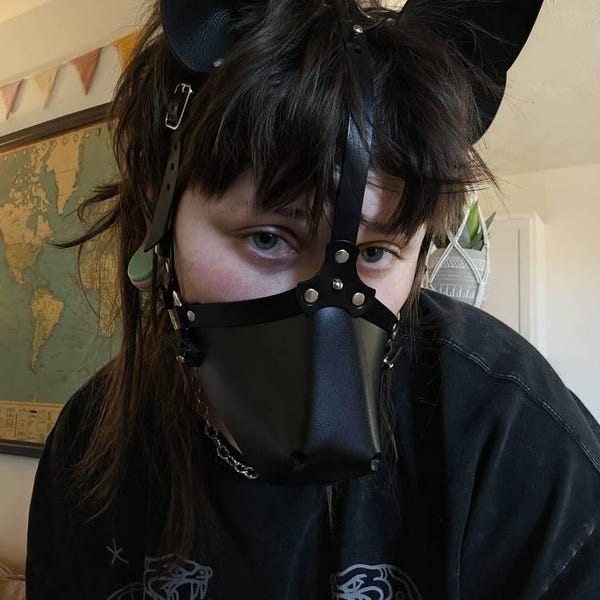 Black Leather Rabbit Mask, Leather Bunny Mask, Pet Play Mask, Bunny ...