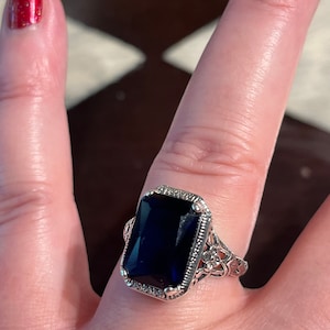 Ruby Ring/ Sterling Silver/ 20ct Big Huge Square Cut Simulated - Etsy