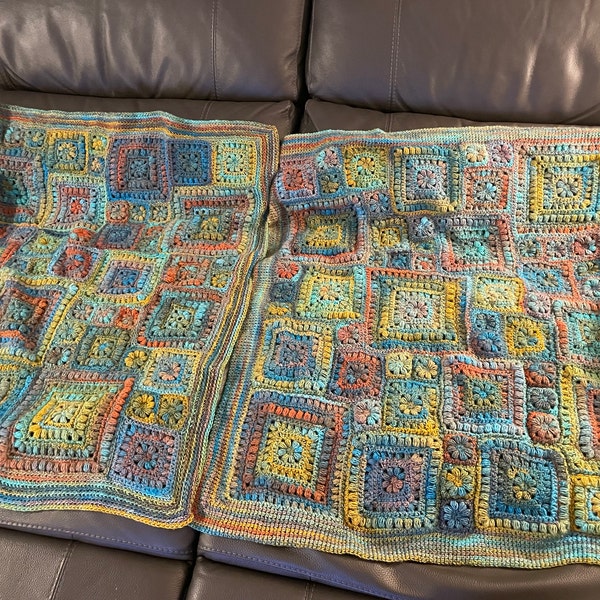 CROCHET PATTERN - Square Scramble - Crochet Blanket Pattern, Baby Throw ...