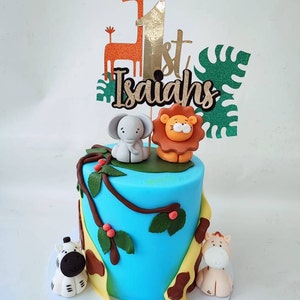 Edible Personalised Animals Cake Toppers Set Lion Giraffe Zebra ...