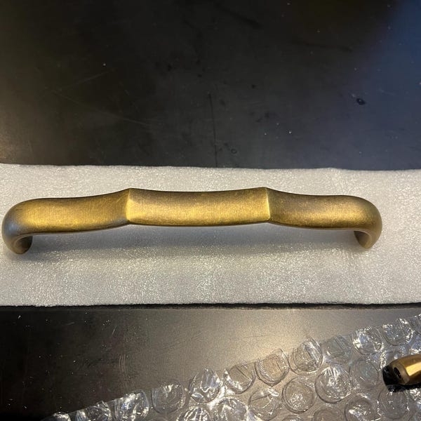 Wavy Aged Brass Cabinet Handles, Bamboo Antique Dresser Pulls, Curved ...