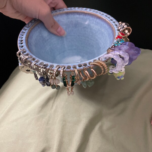 Ceramic Earring Bowl in Sky Blue Glaze | Jewelry Bowl / Earring Dish ...