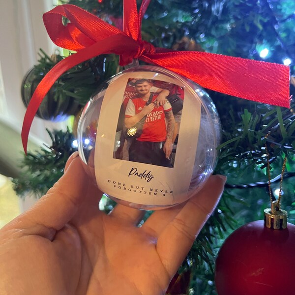 Photo Memorial Memory Bauble | Loved One | Personalised - Etsy UK