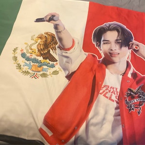 Enhypen Jake Wearing Hoodie Flag Banner, Enhypen Jake American Tapestry ...