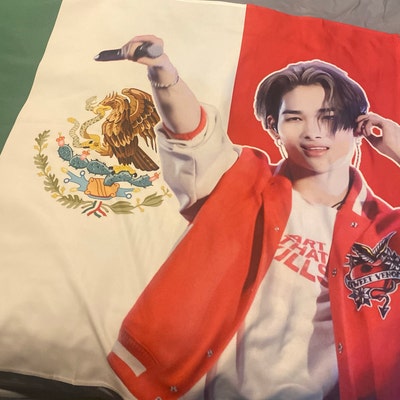 Enhypen Jake Wearing Hoodie Flag Banner, Enhypen Jake American Tapestry ...