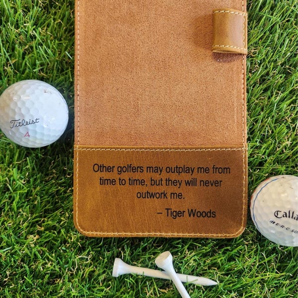 Golf Scorecard & Yardage Book Holder Custom Golf Gift Genuine Premium ...