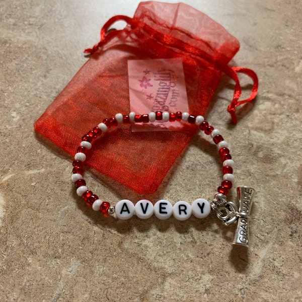 Graduation Charm Bracelet PERSONALIZED With Name and School Colors ...
