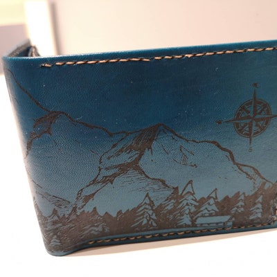Mountain Wallet/men Wallet/leather Handmade Wallet/forest Tree Wallet ...
