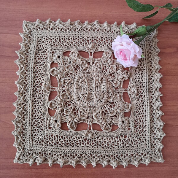 Doily Lily Square. Crochet Pattern With Photo Tutorial. PDF Doily ...