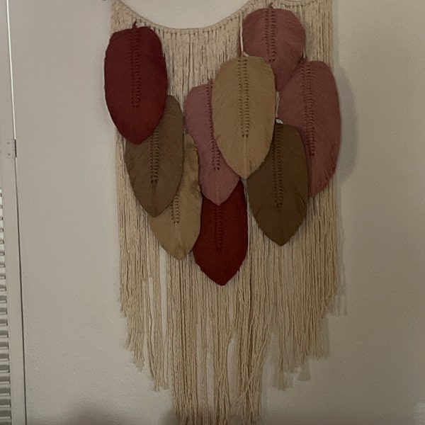 Earth Tone Macrame Leaf Wall Hanging, Macrame Wall Hanging, Boho Wall ...