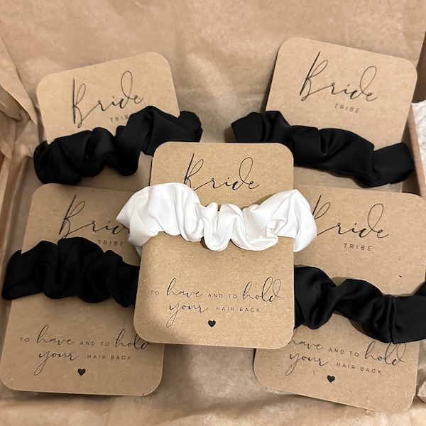 Hen Do Scrunchies | Bride Tribe Favours - Black Theme Hen Do - I Do ...