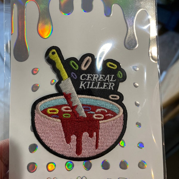 Metallic Cereal Killer Iron-on Patch for Jackets, Large Serial Killer ...