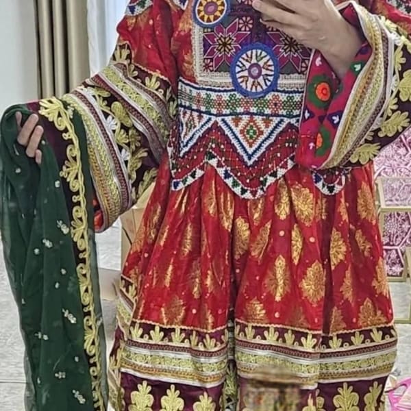 Afghan Long Banaras Nikkah and Wedding Couple Set With Wasket for ...