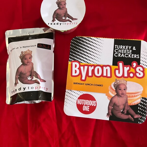 Notorious One Juice Pouch Labels - Favor Juice Labels - Biggie Birthday ...