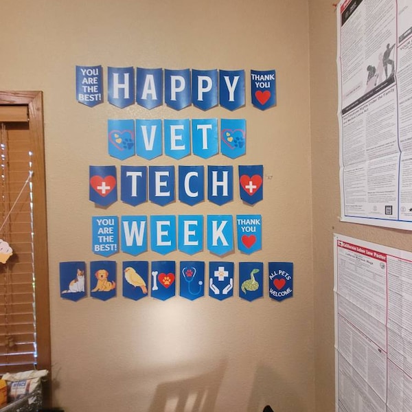 Veterinary Technician Printable Banner, Happy Vet Tech Sign, Veterinary ...