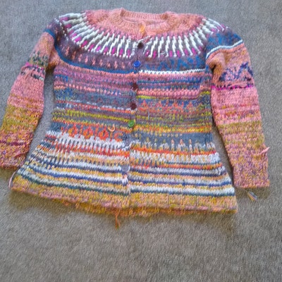 Handmade Knitted Block Colour Natural Wool, Mixed Wool, and Kidmohair ...