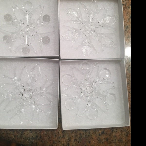 Handmade Clear Glass Snowflake Ornament ~ Round Ball Tip Design ~ - Etsy